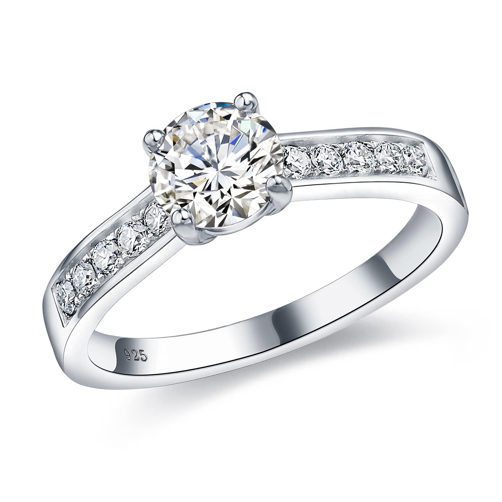 DAYBYDAY Moissanite Rings for Women 925 Sterling Silver 1ct Created Diamond Wedding Rings Moissanite Engagement Ring Size 10