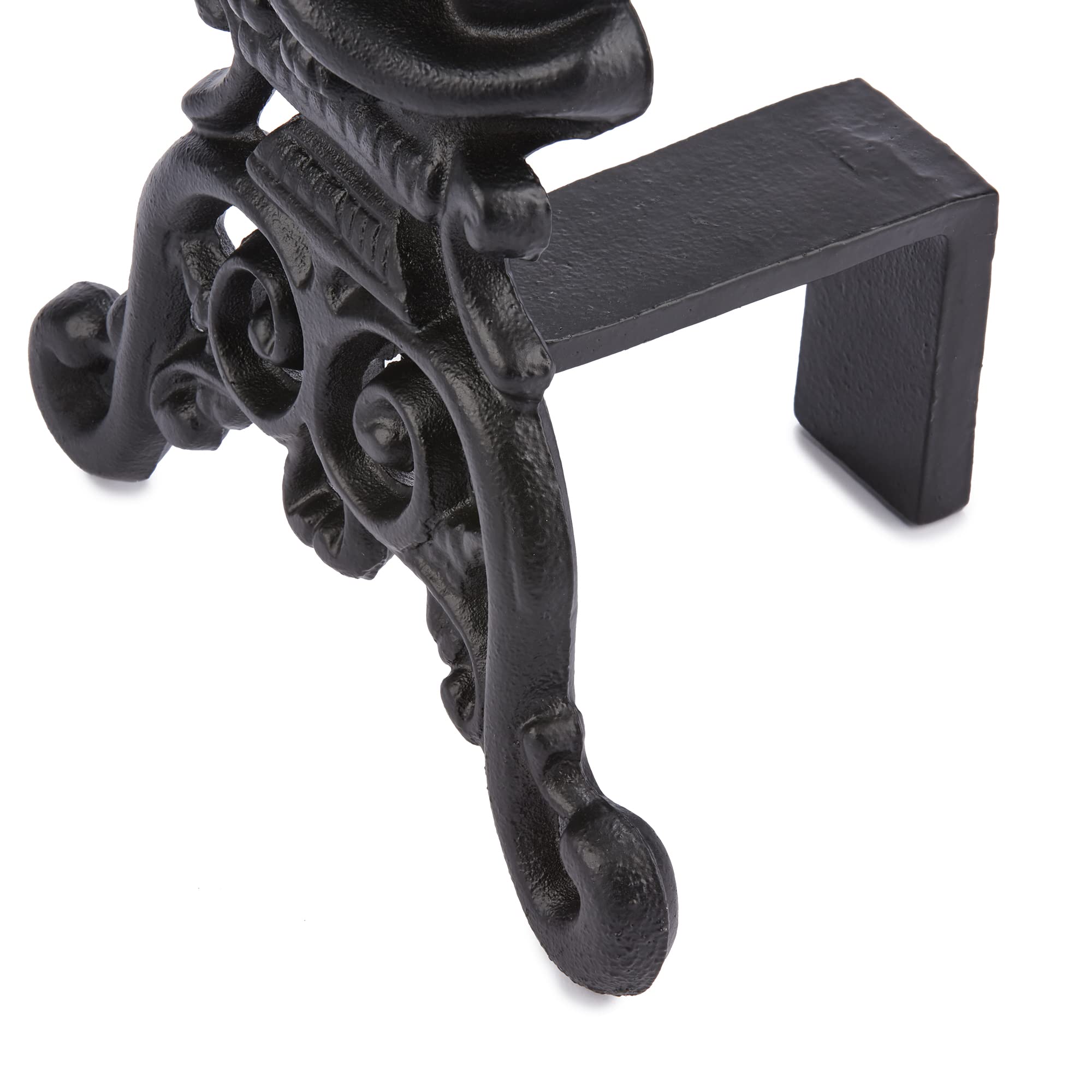 UniFlame, A-1251, Black Cast Iron Cat Fireplace Andirons with Reflective Glass Eyes