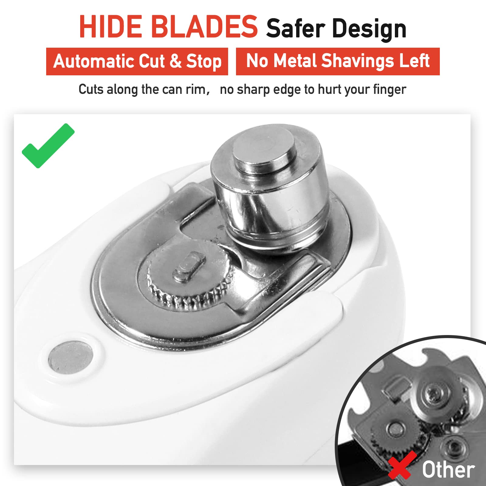 Electric Can Opener, Open Any Can Shape with One Press, Smooth Edge, Food-Safe and Battery Operated Can Opener Electric for Kitchen