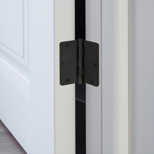 Design House 181388 1/4" Radius Steel Door Hinge Door Hardware Door Hinges for Interior Doors, 3-1/2" x 3-1/2", Oil Rubbed Bronze, (Pack of 10)