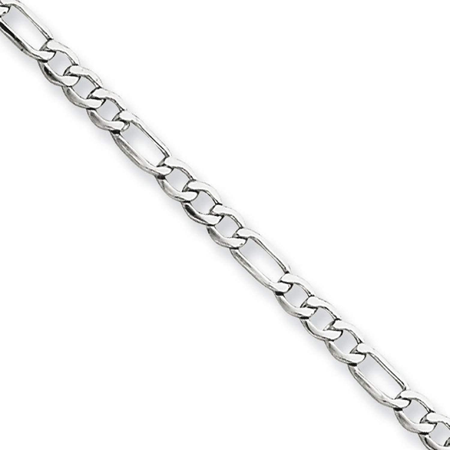Dubai Collections Figaro 5mm 14k White Gold Chain for Men Necklace Women Jewelry Strong Solid Clasp Gift with Lobster plated Clasp 18inch -28inch (22.00)