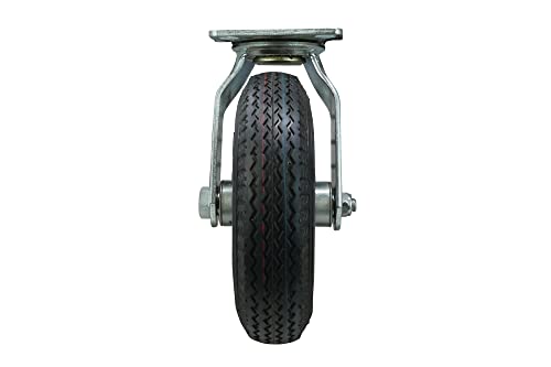 Shepherd Hardware 9794 8-Inch Pneumatic Caster Wheel, Swivel Plate, Steel Hub with Ball Bearings, 5/8-Inch Bore Centered Axle