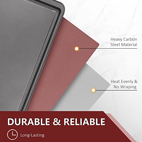 LINKLIFE Non Stick Baking Pans Set 5+1 Piece, Carbon Steel Bakeware Sets w/Oven Mat, Square Cake Pan, Cookie Sheet, Deep Roasting Pan, XL Cup Muffin, Deep Roasting Pan, Loaf Box