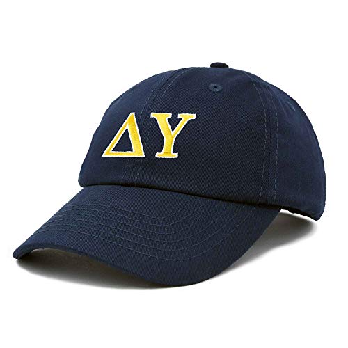 DALIX Delta Upsilon Fraternity Greek Letters Ball Cap Embroidered Hat in Navy Blue
