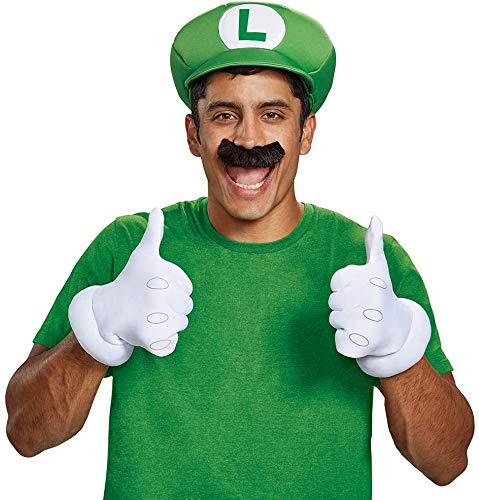Disguise Men's Nintendo Super Mario Bros.Luigi Adult Costume Accessory Kit, Green/White/Brown, One Size