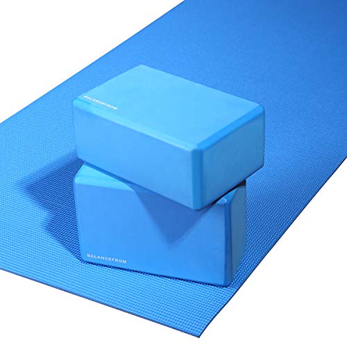 Fitvids All Purpose 0.25 Inch Thick High Density No Tear Exercise Yoga Mat with Strap & Lightweight Features for Indoor & Outdoor Use, Blue