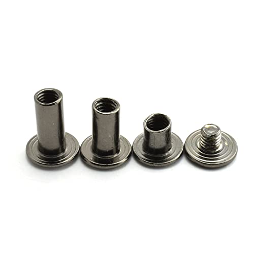 LQ Industrial 75 Sets Black M5 Chicago Screw Assorted Kit Slotted Phillip Head Binding Screws Rivet Assembly Bolt Nail Rivet for Book Binding DIY Leather Craft M5x6 M5x10 M5x12