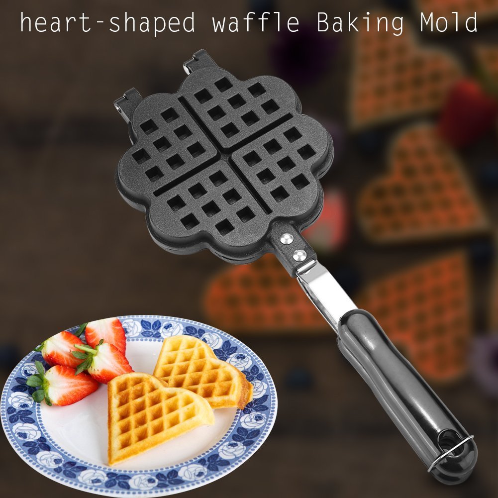 Heart Shape Waffle Pan,Aukson Heart Shape Household Kitchen Gas Non-Stick Waffle Maker Pan MouldPress Plate Baking Tool