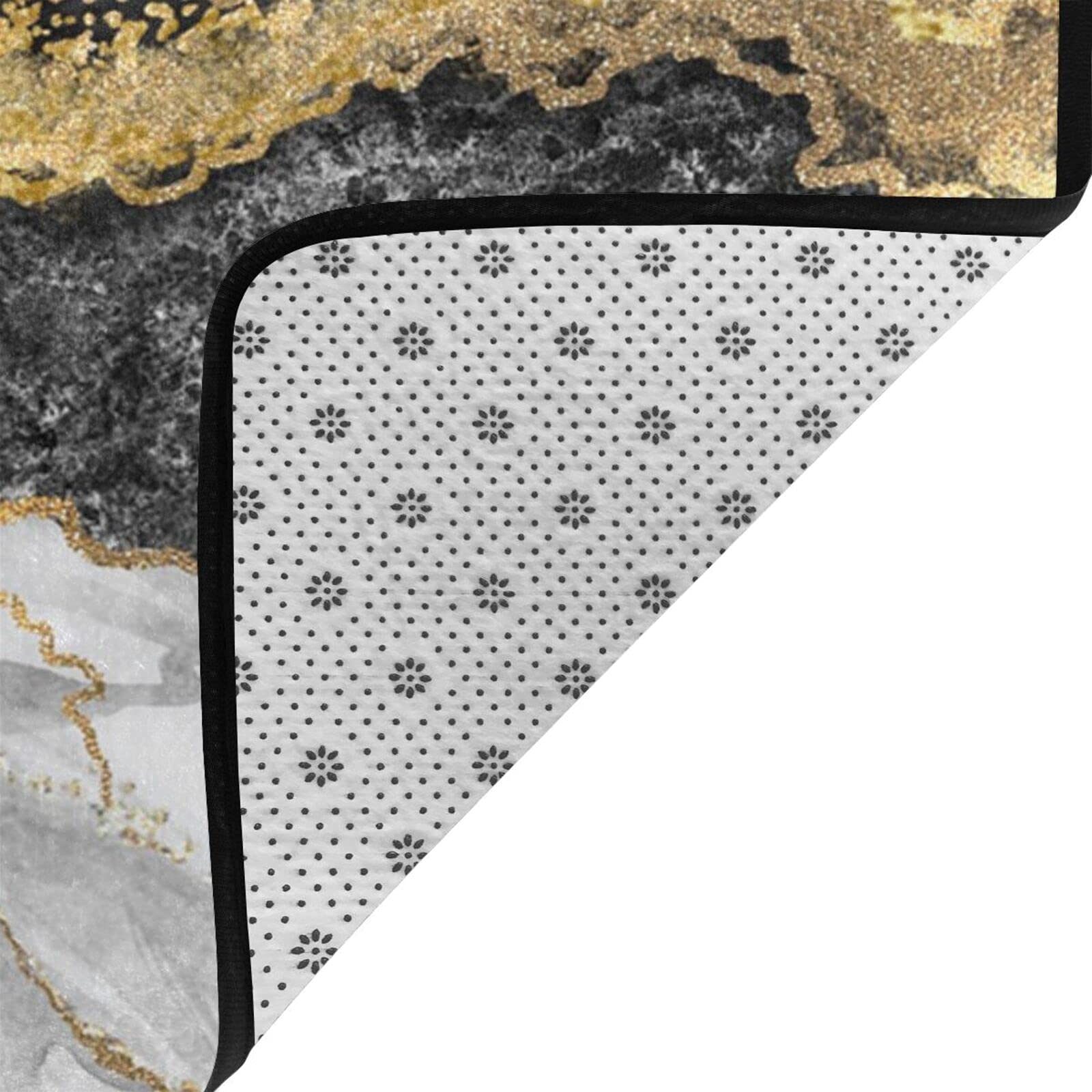 CUTEMAT Marble Black White Area Rugs for Bedroom/Living Room/Office. 84"x60" Floor Mats, Soft Non Slip Indoor Modern Carpets.