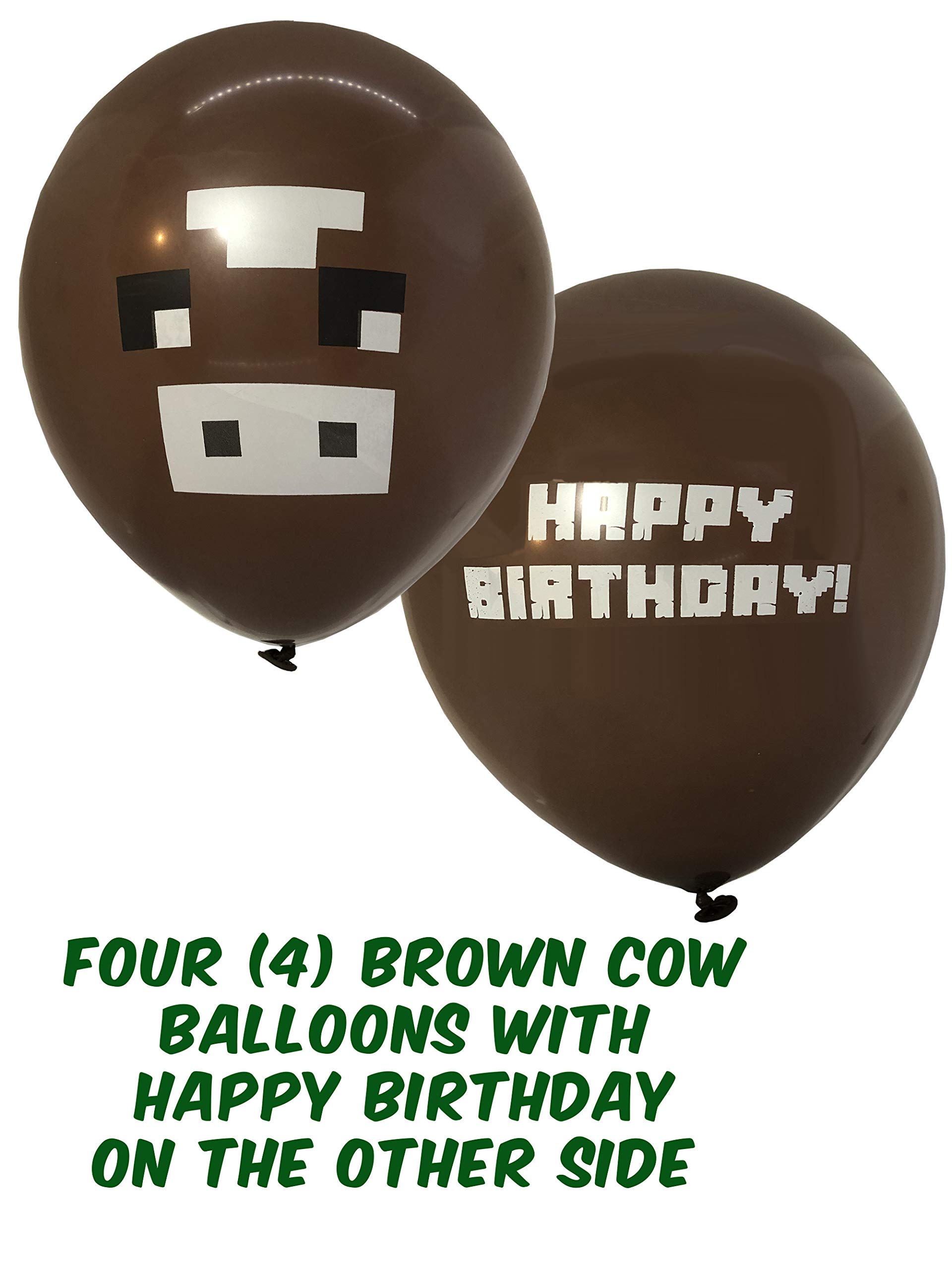 Party Ninja 24 Pack of Extra Large Pixel Miner Crafting Birthday Balloons - Double Sided Prints - 12" Party Balloons For Birthday Party Decorations