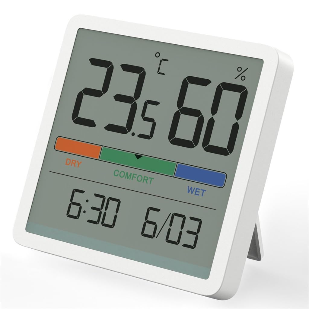 LNYHLXS Purpose Digital Temperature and Humidity Meter Clock Household Indoor Kitchen Refrigerator