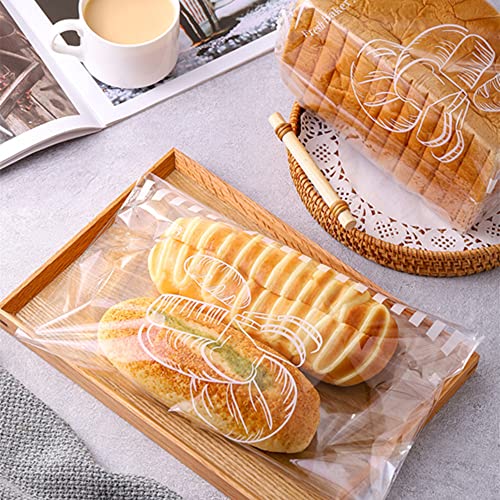 Lesibag Bread Loaf Packing Bags - Printed Bread Bags for Homemade Bread or Bakery - Reusable Bag for Large Loaves - 8β x 4β x 18β (50)