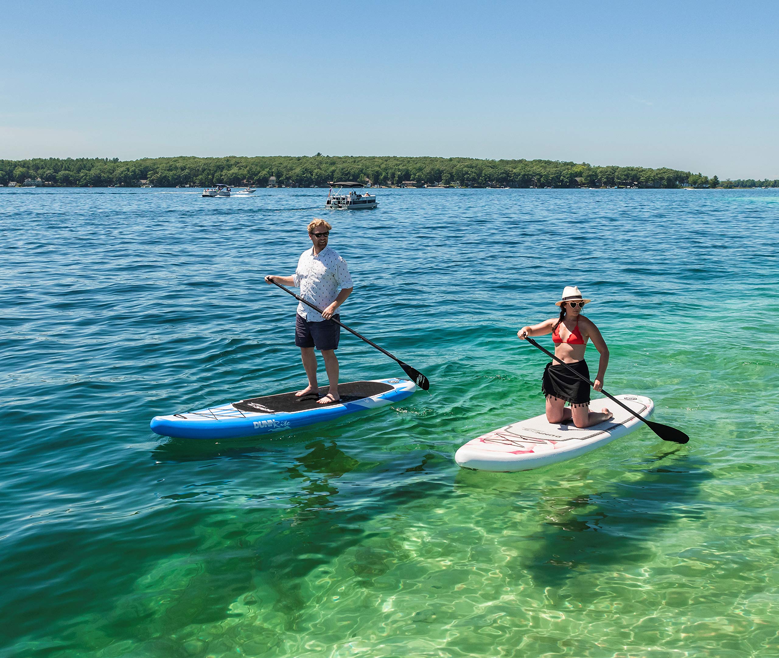 Dunnrite Products Inflatable Stand Up Paddle Board Kit (SUP with Paddle, Backpack Travel Bag, Pump, Fins, & Coiled Leash) (Floral)