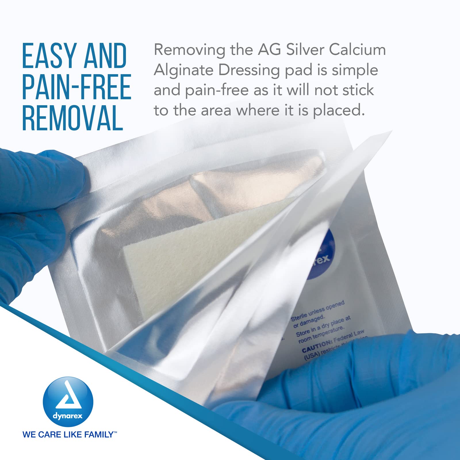 Dynarex 3032 DynaGinate AG Silver Calcium Alginate, 4" x 8" (Pack of 60)