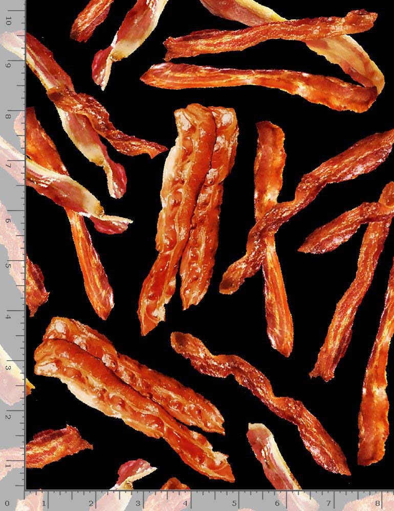 Timeless Treasures Tossed Bacon Black Premium Quality 100% Cotton Fabric by The Yard.