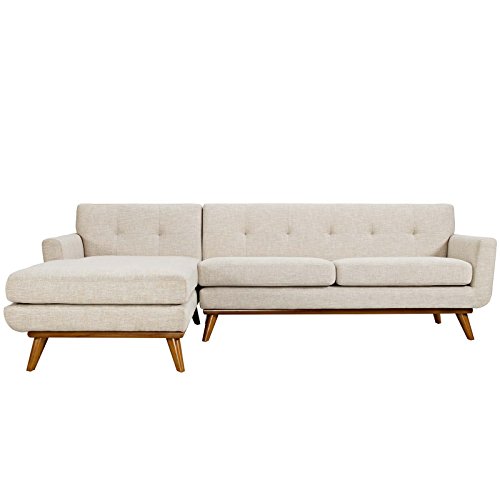 Modway EEI-2068-BEI-SET Engage Left-Facing Upholstered Fabric Sectional Sofa, Beige