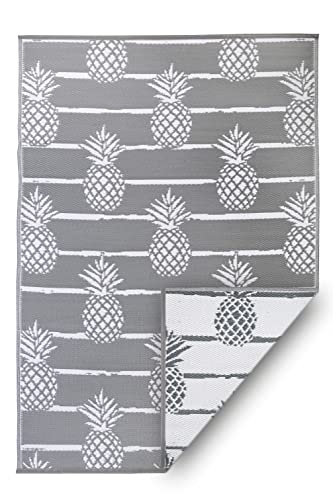 Healthy Choices Outdoor Area Rug - 4 x 6 ft - Waterproof, Fade Resistant, Reversible, Premium Recycled Plastic, Lightweight Floor Mat for RV, Patio, Deck, Picnic, Beach, Trailer, Camping - Silver