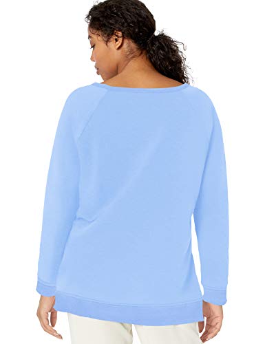 Daily Ritual Women's Oversized Terry Cotton and Modal High-Low Sweatshirt, Aqua Blue, XX-Large