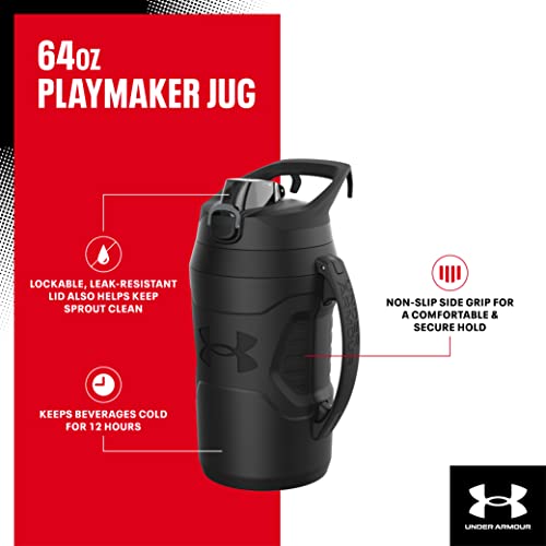 Under Armour Playmaker Sport Jug, Water Bottle with Handle, Foam Insulated & Leak Resistant, 64oz, Vapor Green