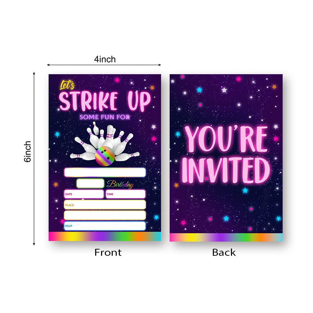 LoaHak Bowling Invitations For Kids Birthday, Bowling Birthday Party Invitation Cards, Bowling Birthday Invitation. (042)