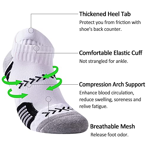 Fixseed Unisex Athletic Sport Socks with Cushioned Low Cut Running Socks for Women Men with Compression Arch Support