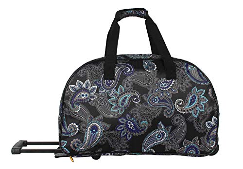 LUCAS Designer Carry On Luggage Collection - Lightweight Pattern 22 Inch Duffel Bag- Weekender Overnight Business Travel Suitcase with 2- Rolling Spinner Wheels (Paisley Peacock)