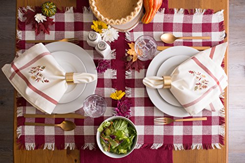 DII Thankful Autumn Collection Fall Tabletop Decoration, Square Napkin Set, 20x20, Falling Leaves, 6 Piece