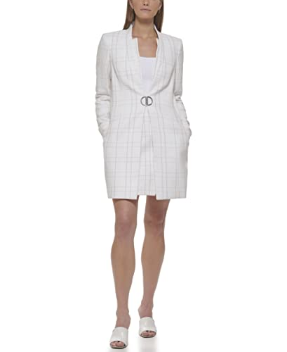 DKNY Women's Novelty Coldweather Long Sleeve Jacket, White/Sand