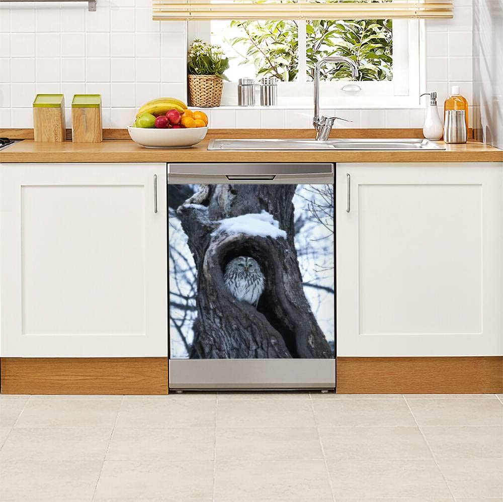 Dishwasher Magnet Cover Cute Owl Magnetic Refrigerator Stickers Decorative Appliance Cover Fridge Panels Metal Door Garage 23x26in Creative Gift Idea for Bird Lovers