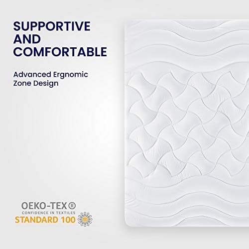 SLEEP ZONE King Size Cooling Mattress Topper, Premium Zoned Cool Mattress Pad Cover, Padded Mattress Protector Breathable Washable, Deep Pocket 8-21" (White, King)