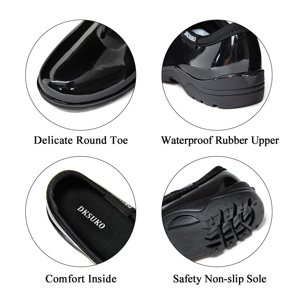 DKSUKO Women's waterproof rain shoes for garden,lightweight slip on low ankle boots with comfort insole