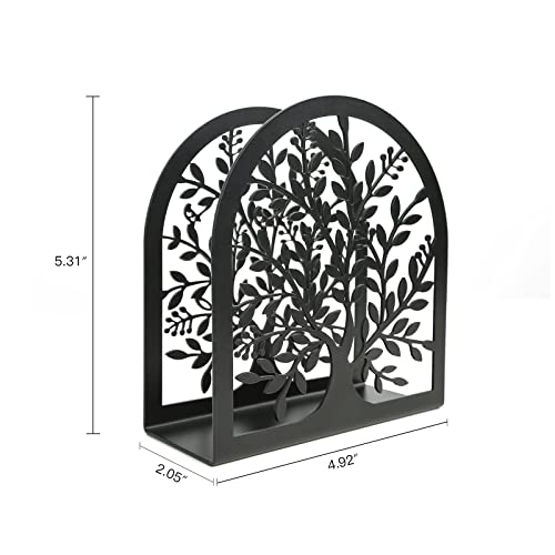 Fobule Napkin Holder for Tables, Vintage Metal Freestanding Tissue Dispenser, Black Cast Iron Vertical Tabletop Paper Napkin Holder Stand for Dinner Home Kitchen Restaurant Picnic Party (Tree of Life)