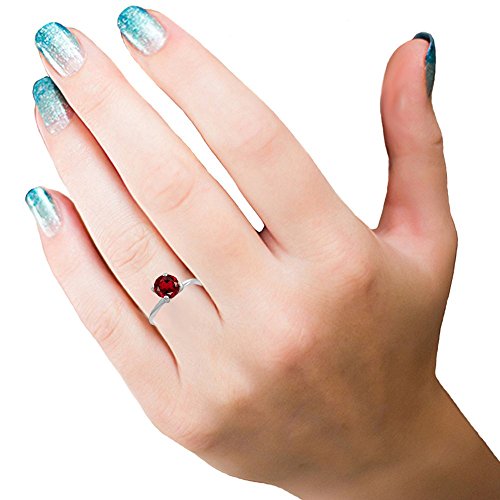 Dazzlingrock Collection 6 MM Round Garnet Solitaire Engagement Ring in 925 Sterling Silver, Size 7