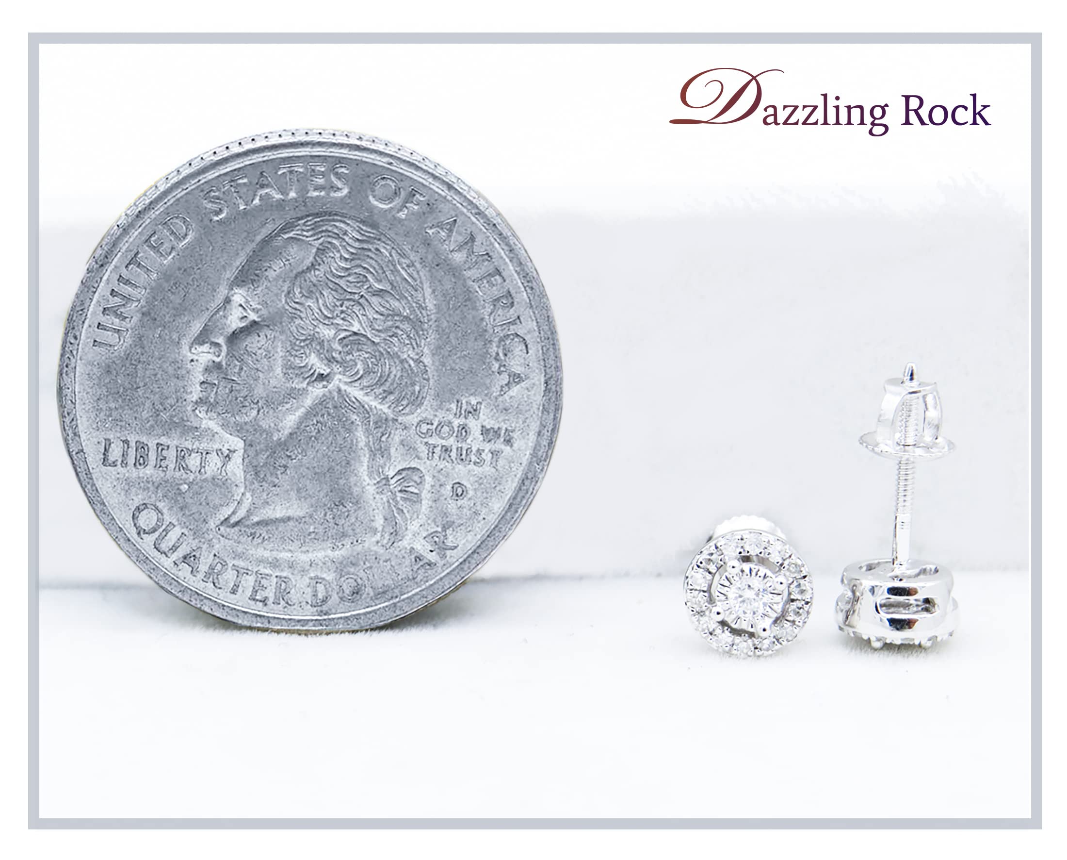 Dazzlingrock Collection Round White Diamond Centre Halo Illusion Set Stud Earrings for Her (0.20 ctw, Color I-J, Clarity I2-I3) in 10K White Gold in Screw Back