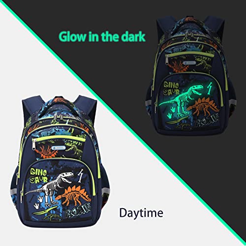 Wawakube 3Pcs Boys Dinosaur Backpack Set with Lunch Box Pencil Case, School Book Bag for Kids Elementary Preschool