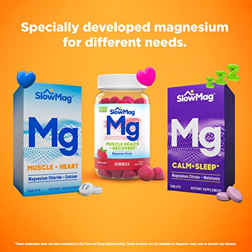 Slow-Mag Mg Muscle + Heart Magnesium Chloride with Calcium Supplement for Support of Heart, Muscles & Nervous System, 120 Count