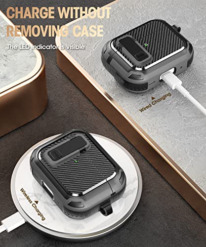 Koaichi for AirPods Pro(2nd/1st Generation) Case, Full-Body Ultra-Hard Shell Protective Cover with Lock, Powerful Drop Protection, Well Built Case Designed for AirPods Pro (2022/2019), Black
