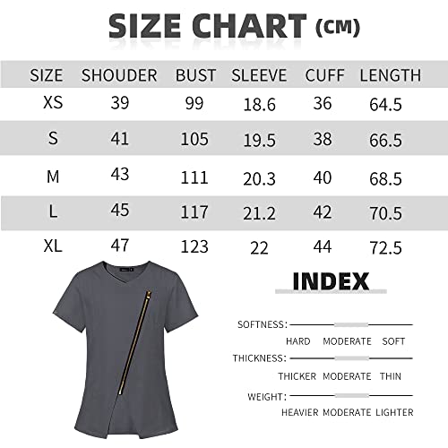 niaahinn Scrubs Top V-Neck with Zipper for Women Originals Women's Mecical Uniform Top (Grey,L,Large)