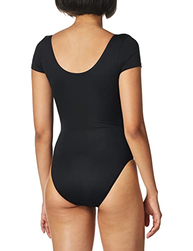 Danskin Women's Short-Sleeve Leotard, Black, Petite