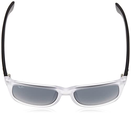 Ray-Ban RB4165F Justin Low Bridge Fit Rectangular Sunglasses, Rubber Transparent/Dark Grey, 55 mm