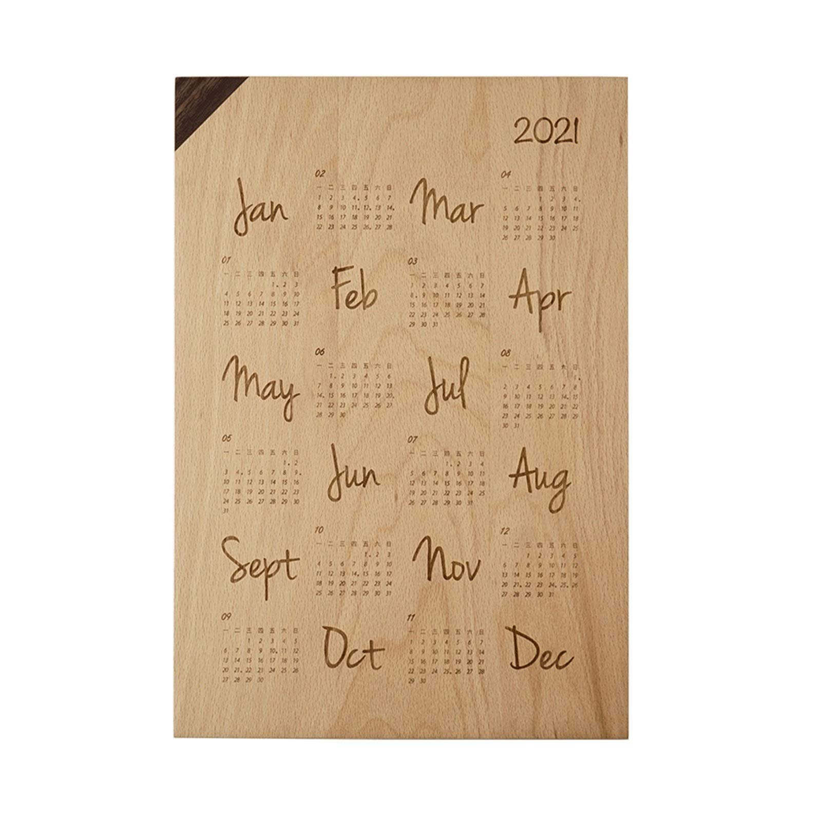 Desk Calendars 2021 Wooden Desk Calendar All Solid Wood Carving Calendar Desktop Calendar Perpetual Calendar Support Customization 13.7x9.4 Calendars (Color : Custom Edition A)
