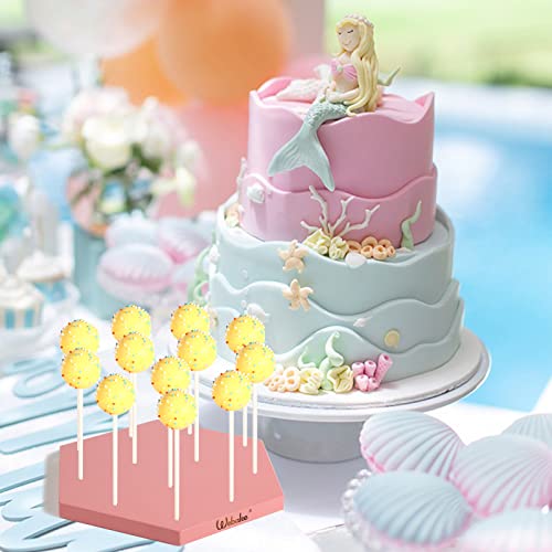 Webake Cake Pop Display Stand, Wood Lollipop Holder 12 Holes Sucker Cake Pop Drying Stand for Weddings Baby Showers Birthday Parties Anniversaries Halloween Candy Decorative