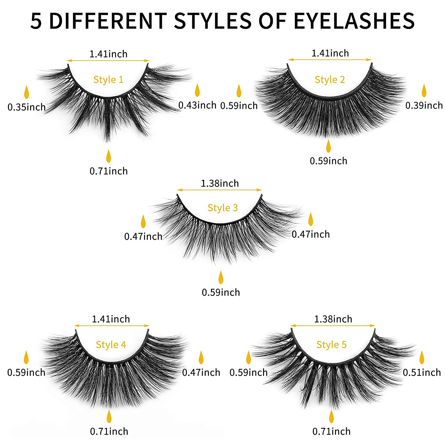 DYSILK False Eyelashes Fake Lashes - Eyelashes Natural Look 5 Pairs 6D Lashes Mink Eyelashes 5 Styles Mixed Fluffy Lashes Reusable Fake Eyelashes Wispy Mink Lash Natural Look| 15mm-18mm