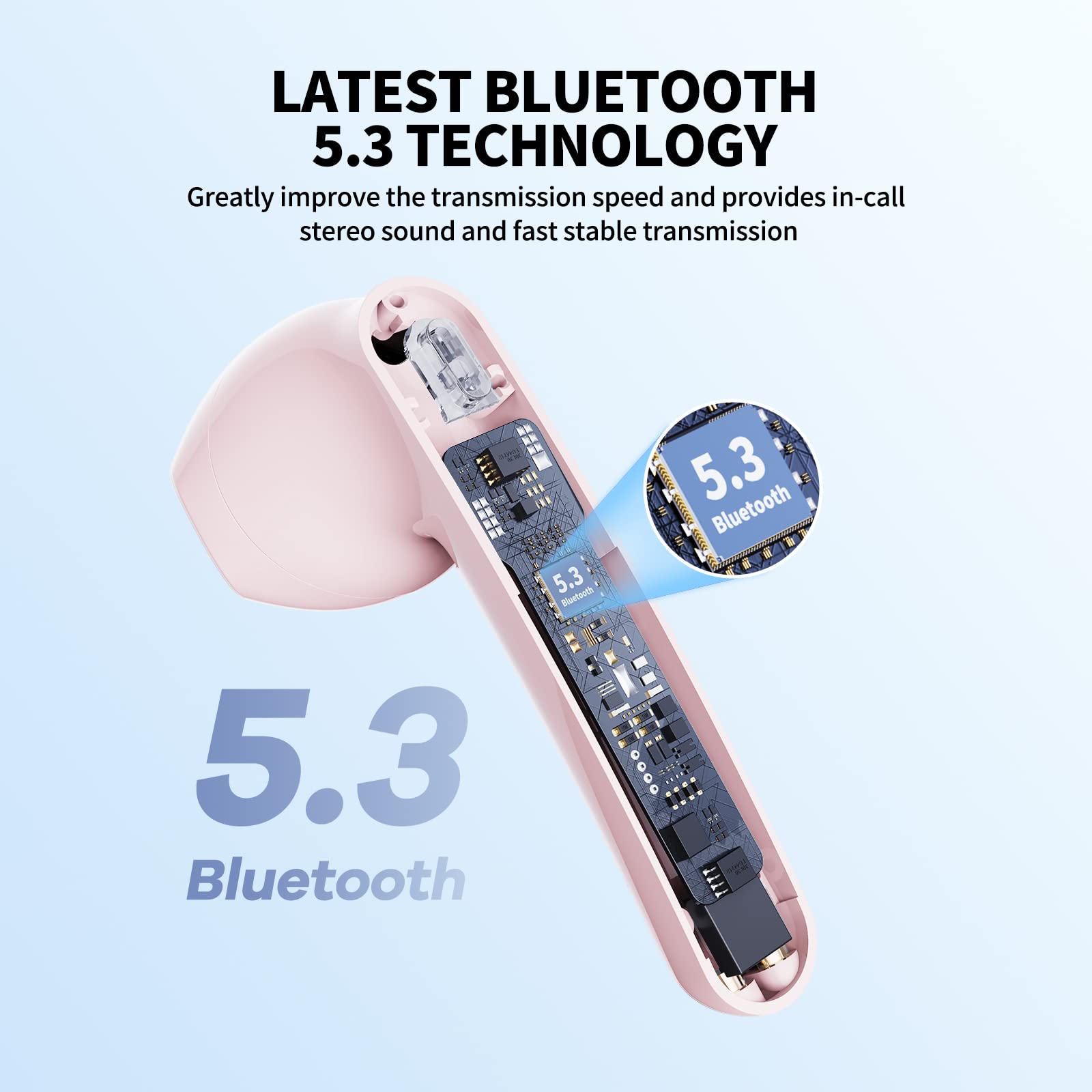 CXK Wlireless Earbuds Bluetooth Earbuds with Premium Sound Bluetooth 5.3 Auto Pairing Ear Buds with 43H Playtime Light Weight IPX6 Waterproof Wireless Headphones