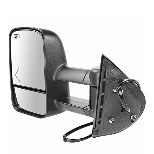Heated Signal Telescoping Tow Mirror for Left Driver LH Side For 2007-2013 Chevrolet Silverado 1500 GMC Sierra 1500 For 2007-2014 GMC Sierra 2500 HD 3500 HD Chevrolet Silverado 2500 HD 3500 HD