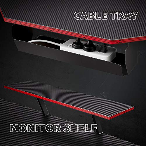 DESINO L Shaped Gaming Desk 59 inch Computer Corner Desk PC Writing Table Gamer Workstation for Home Office, Black