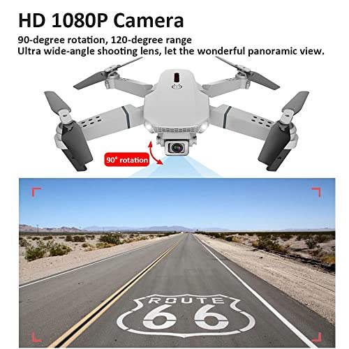 FDWYTY Drone with Camera, 1080P HD FPV Mini Foldable RC Quadcopter with Altitude Hold, Headless Mode Remote Control Aircraft Toys Gifts for Kids Adults Boys Girls Beginners - 2 Batteries, 25 Mins Flight Time, Gray