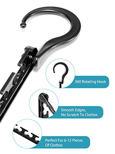 Smartor Space Saving Hangers - 6 Pack, Dorm Room Essentials Magic Hangers Saving 80% Space, Closet Organizers and Storage, Space Saver Hangers Closet Organizers Multifunctional Hangers - Black