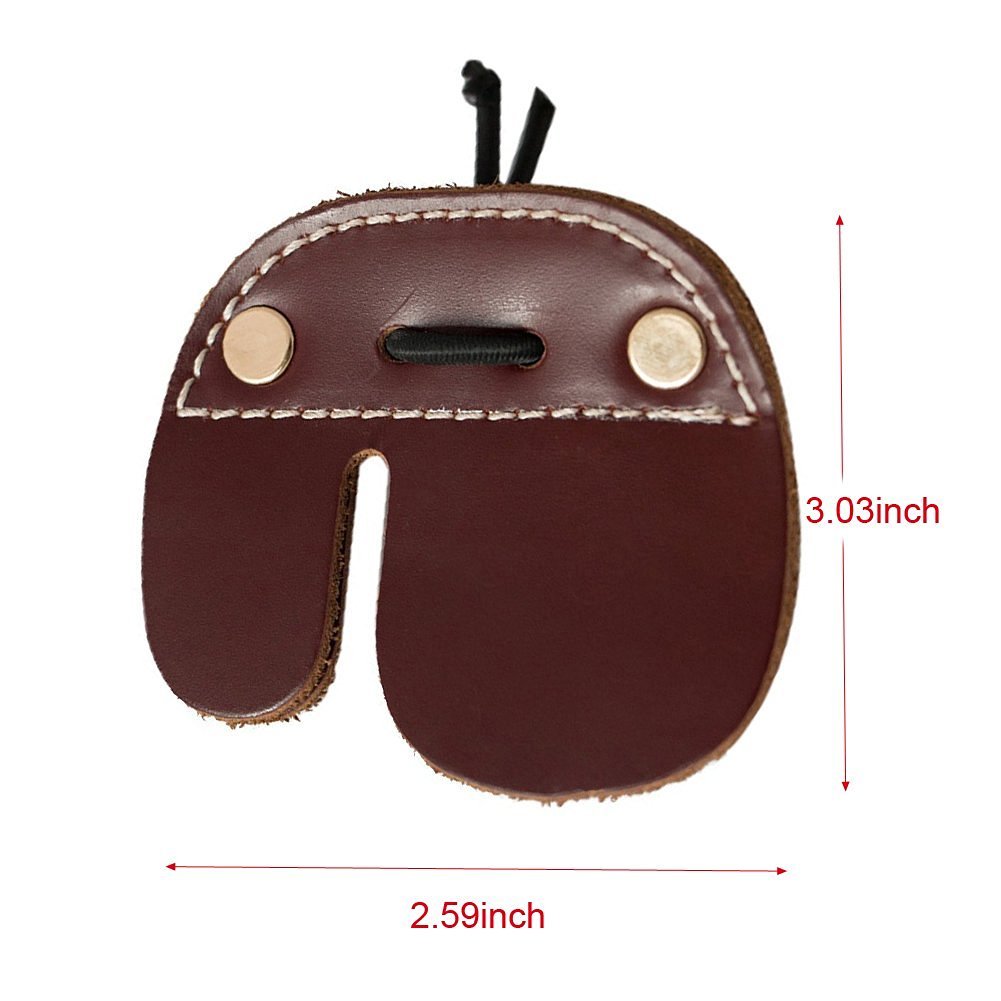 CyberDyer Cow Leather Archery Finger Tab for Recurve Bows Hunting Finger Protector Brown