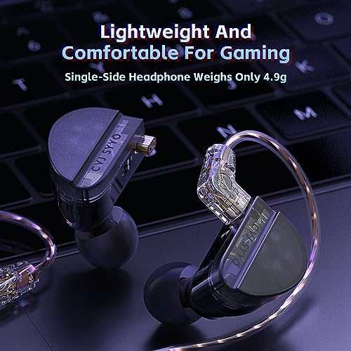 Linsoul CVJ Konoka 1 Vibrating Driver+ 1 DD +1 BA Triple Hybrid Driver in Ear Earphones with 4 Acoustic Modes, Detachable Oxygen-Free Copper 2 Pin Cable for Musician Audiophile (Without Mic, Black)